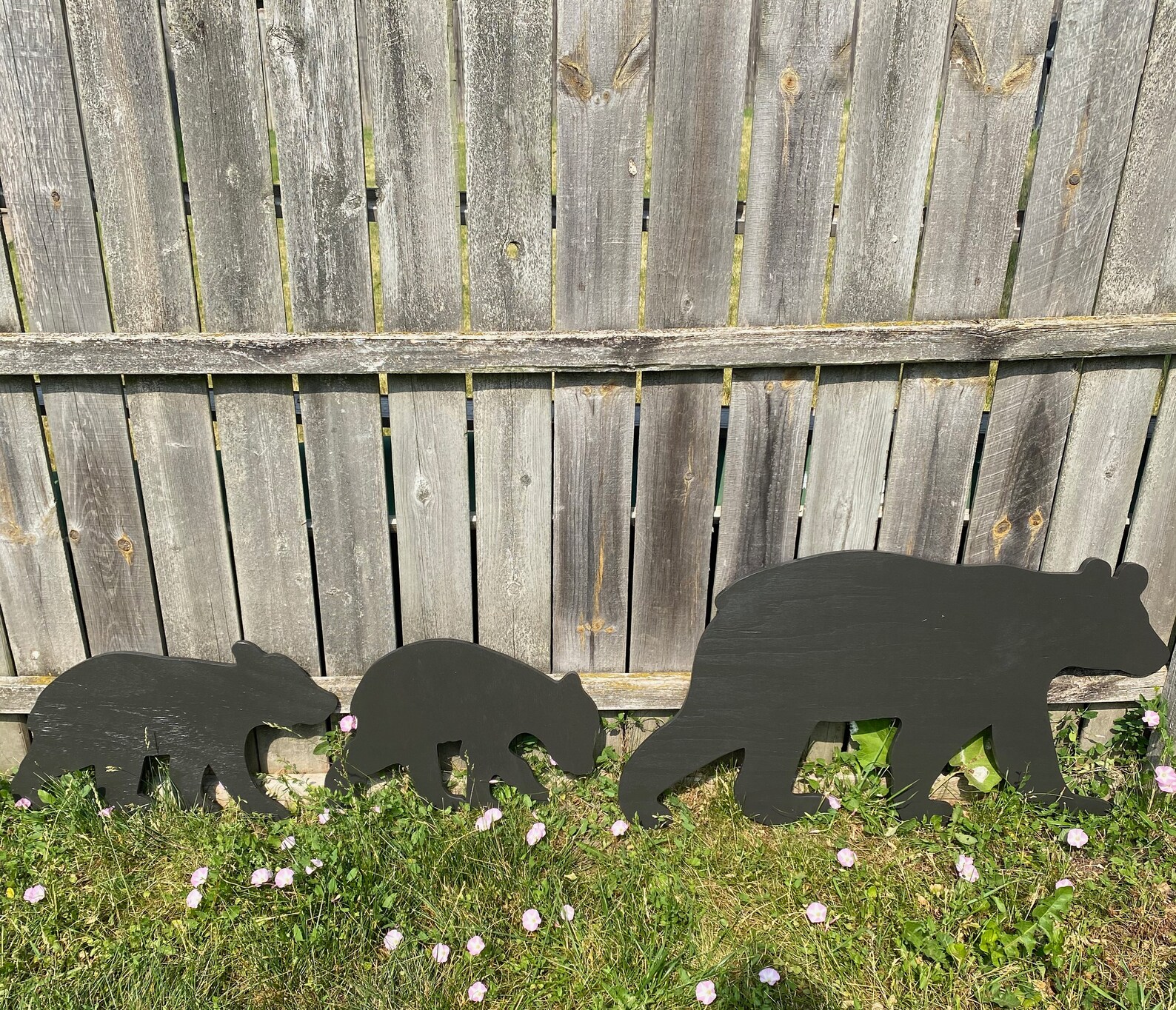 BEAR FAMILY Set of 3 Silhouette Shadow Wood Outdoor Yard Art - Etsy