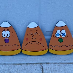 Halloween Candy Corn Wood Outdoor Yard Art Sign, Lawn Decorations ...