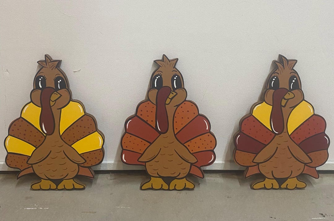 Thanksgiving Turkey Wood Outdoor Yard Art Sign, Turkey Lawn Decorations ...