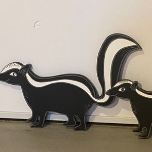 Skunk Family of 4 Wood Outdoor Yard Art Signs, Outdoor Lawn and Garden ...