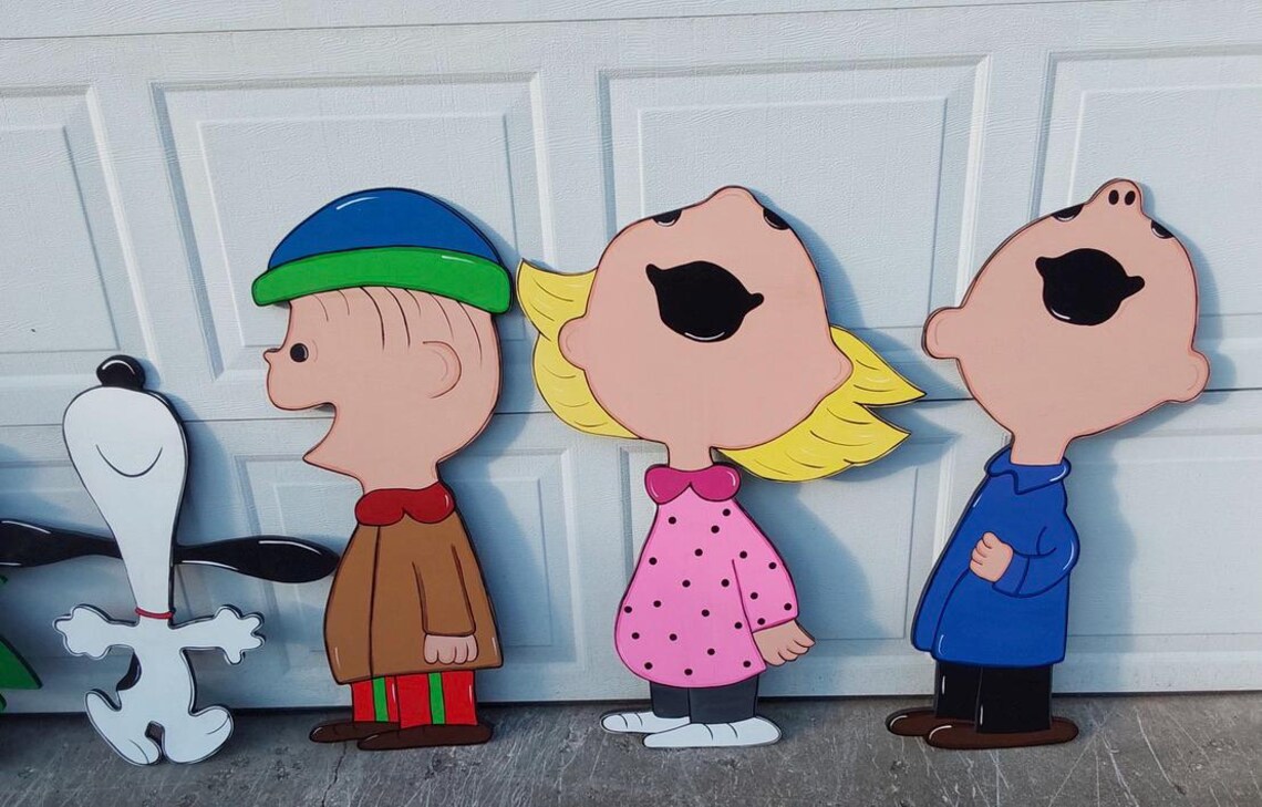 Charlie Brown Caroling Christmas Wood Outdoor Lawn Yard Art Sign, Set ...
