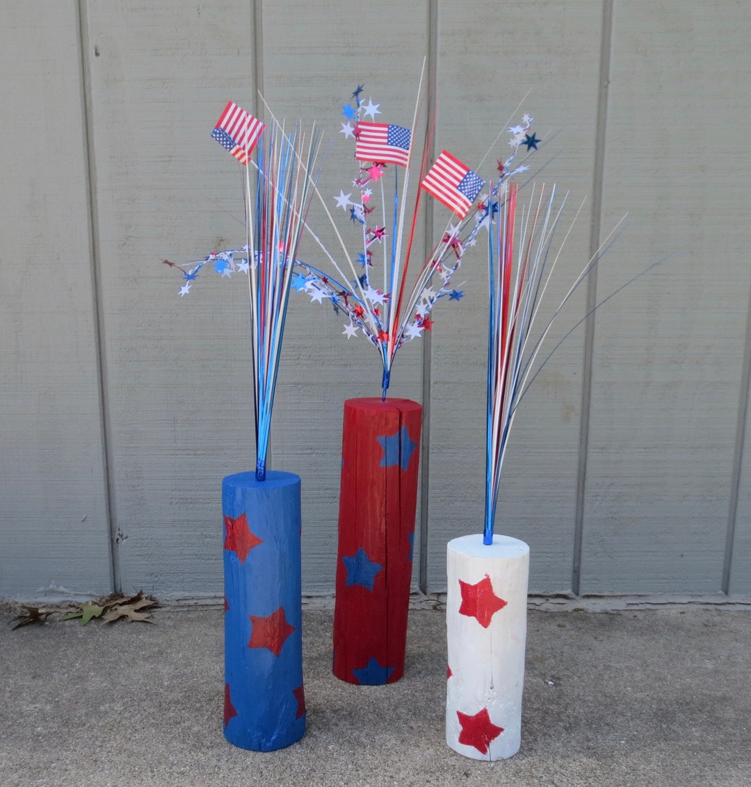 FIRECRACKERS, SET of 3, Wood Outdoor Yard Art Sign, 4th of July ...