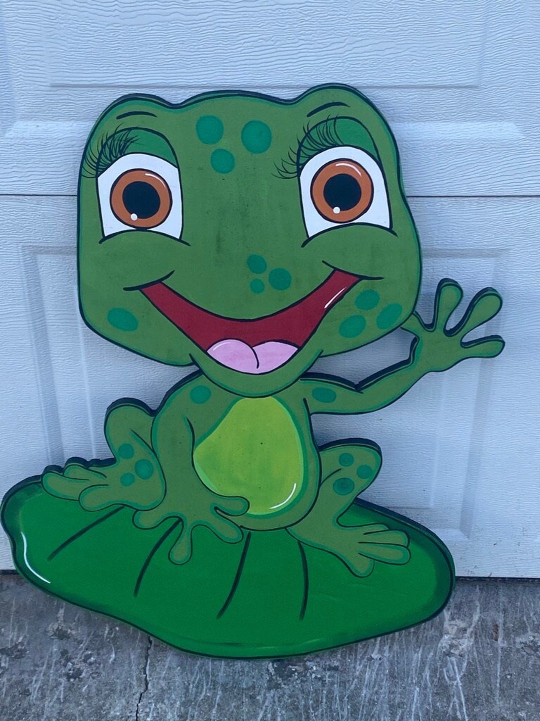 FROG SITTIN on LILY Pad Wood Outdoor Yard Art Sign, Frog Garden ...