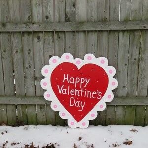 HAPPY VALENTINE’S DAY Heart Wood Outdoor Yard Art Sign, Lawn & Garden ...