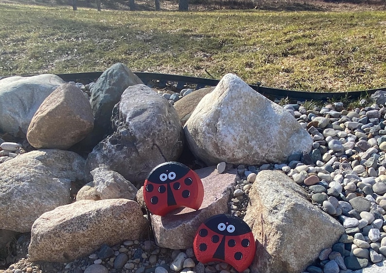 Ladybug Painted Pavers Outdoor Yard Art Decorations, Stone Pavers - Etsy