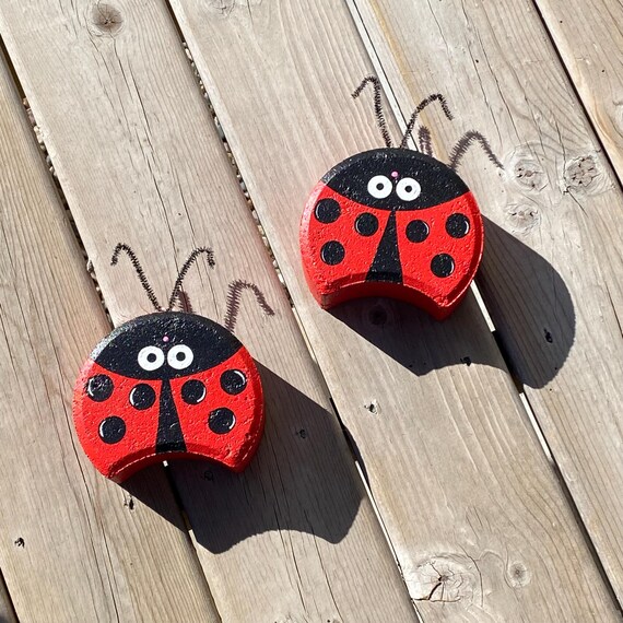 Ladybug Painted Cinder Block