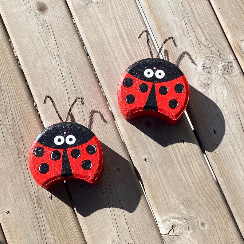 Ladybug Painted Pavers Outdoor Yard Art Decorations, Stone Pavers - Etsy