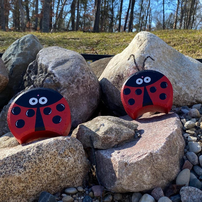 Ladybug Painted Pavers Outdoor Yard Art Decorations, Stone Pavers - Etsy