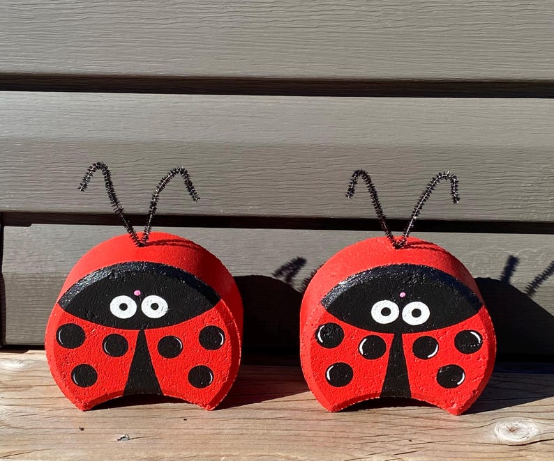 Ladybug Painted Pavers Outdoor Yard Art Decorations, Stone Pavers - Etsy