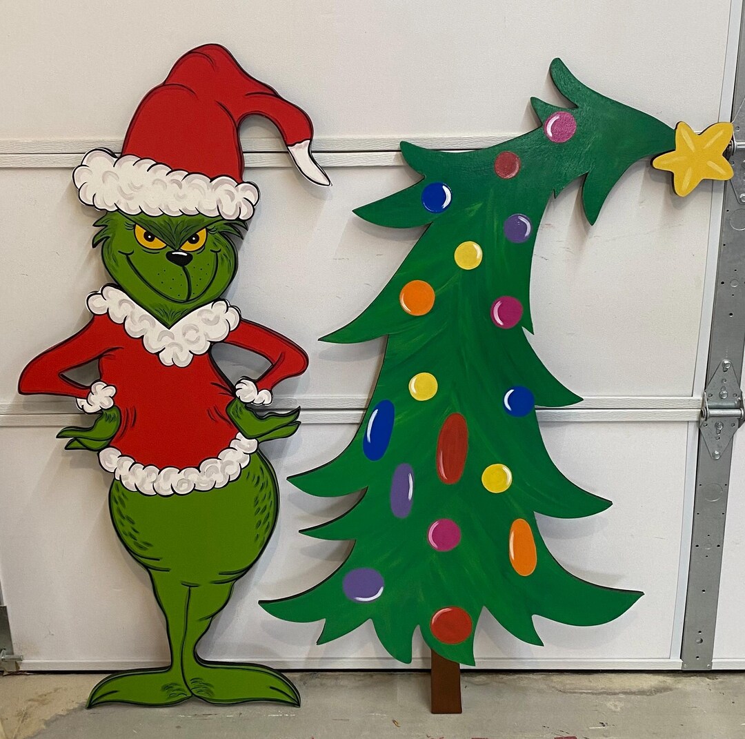 Curmudgeon With Christmas Tree Wood Outdoor Yard Art Sign, Christmas ...