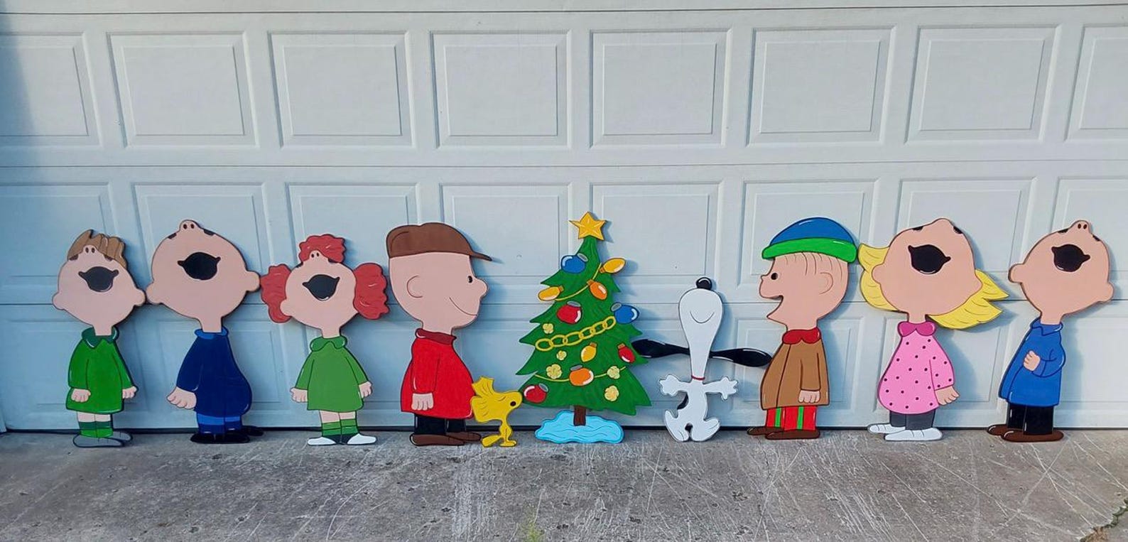 Charlie Brown Caroling Christmas Wood Outdoor Lawn Yard Art Sign, Set ...