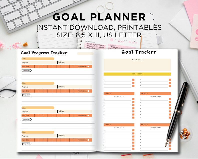 Printable Goal Setting Planner, Smart Goals, Productivity Planner ...