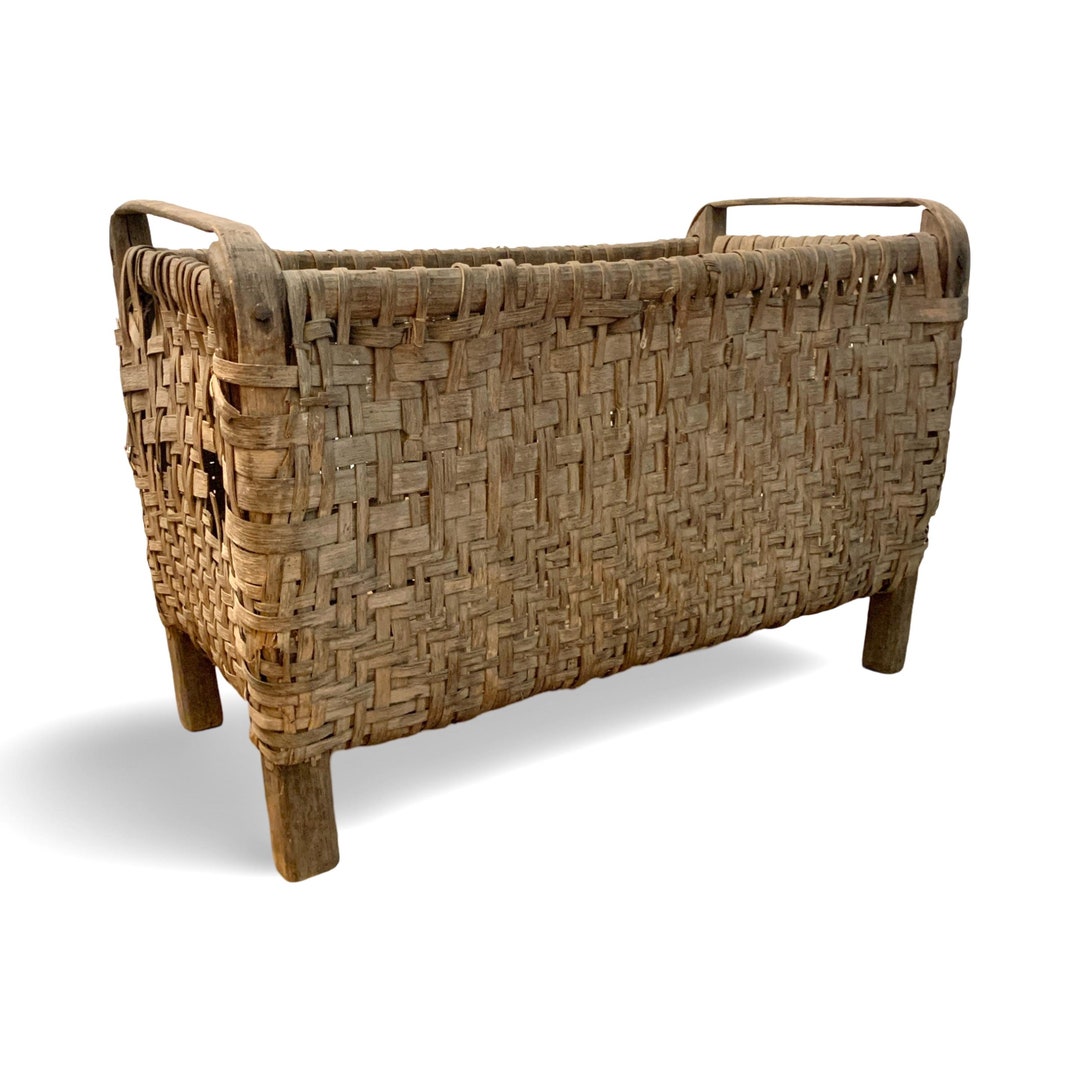 Large Antique Primitive Woven Weathered Splint Oak Gathering/harvest ...