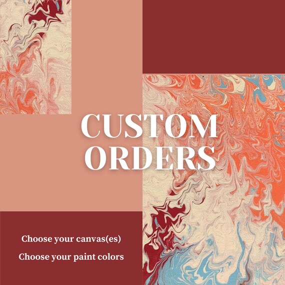 Original Custom Acrylic Paint Pour Wall Art on Canvas Ready | Etsy