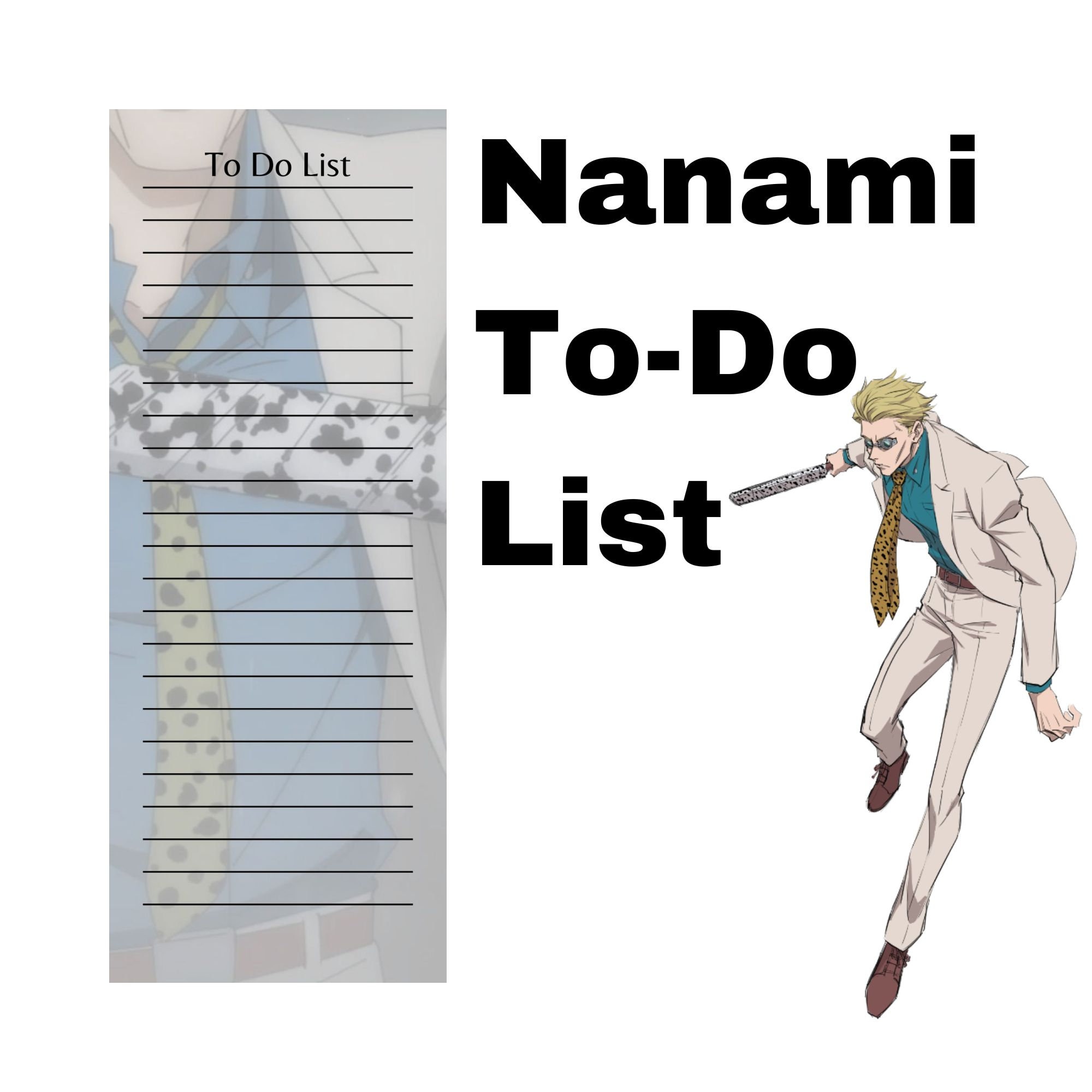 Printable Nanami Kento To-do List - Etsy
