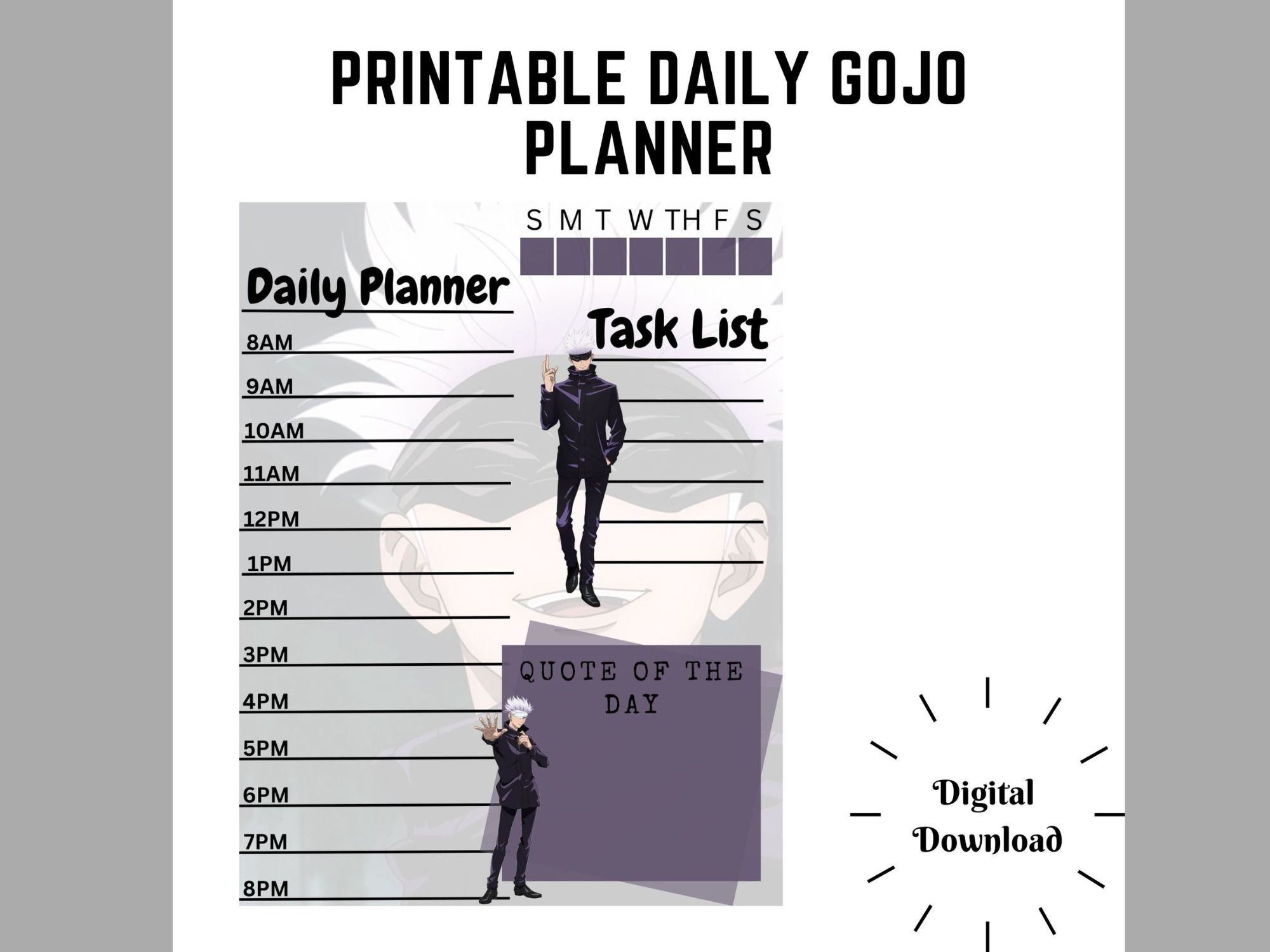 Gojo Satoru Printable Daily Planner - Etsy