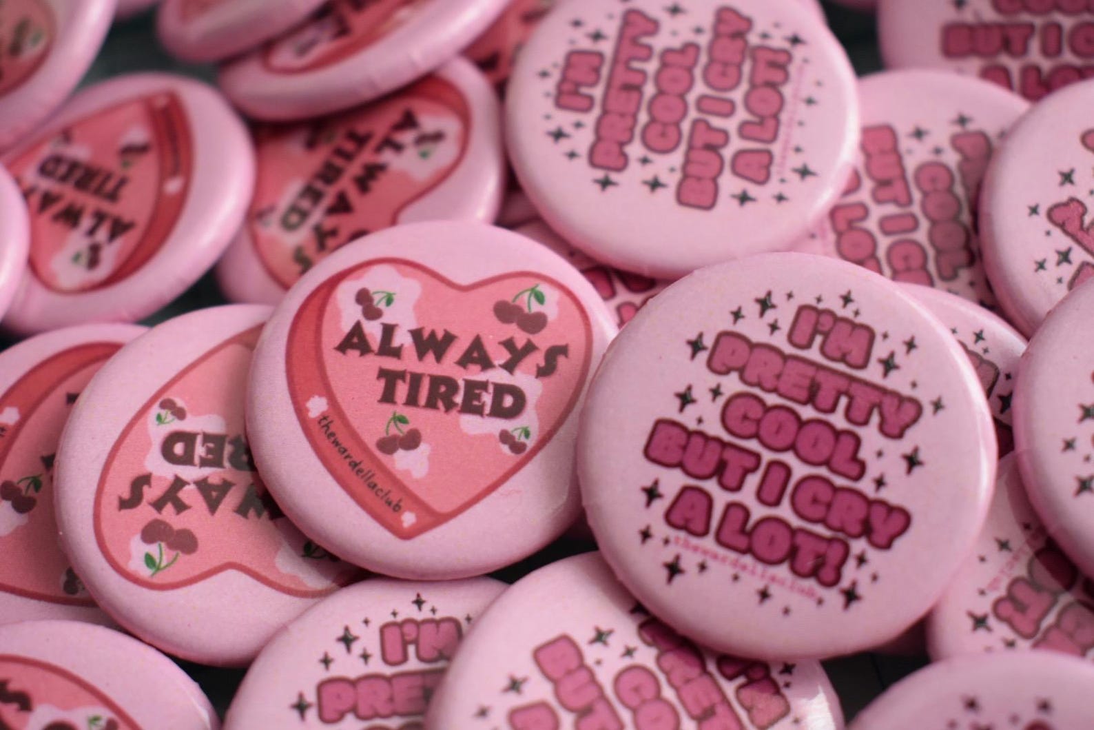 Always Tired / Cry A Lot Duo Buttons | Cute | Kawaii | Bag Accessories ...