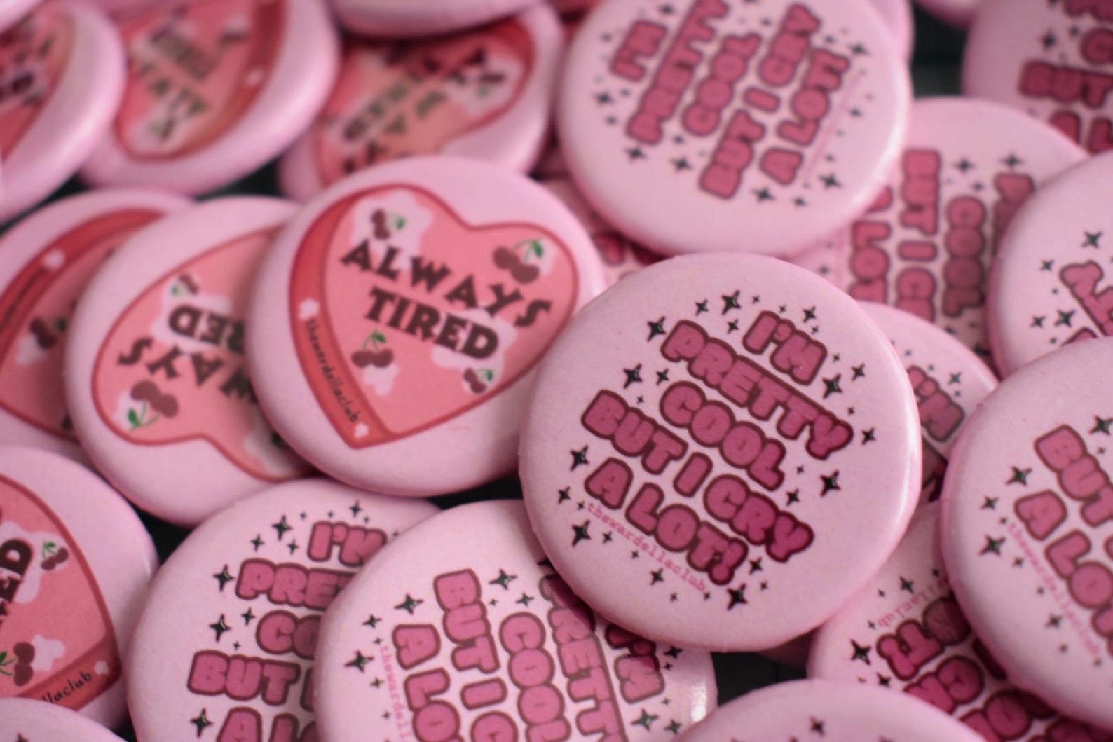 Always Tired / Cry A Lot Duo Buttons | Cute | Kawaii | Bag Accessories ...