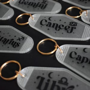 Zodiac Sign Motel Keychain| Glow in the Dark | Acrylic Keychain ...