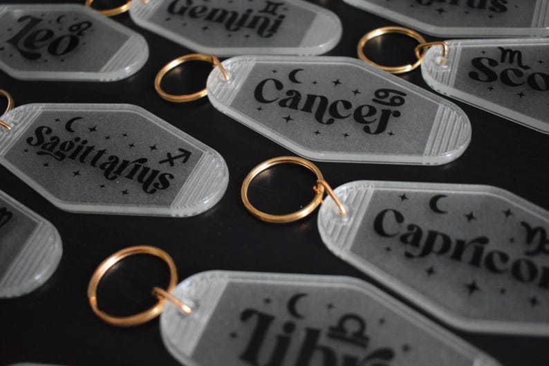 Zodiac Sign Motel Keychain| Glow in the Dark | Acrylic Keychain ...