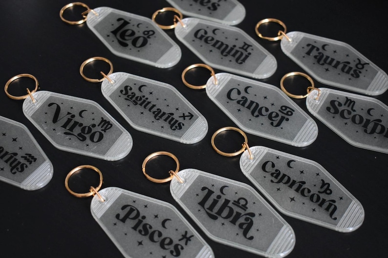 Zodiac Sign Motel Keychain| Glow in the Dark | Acrylic Keychain ...