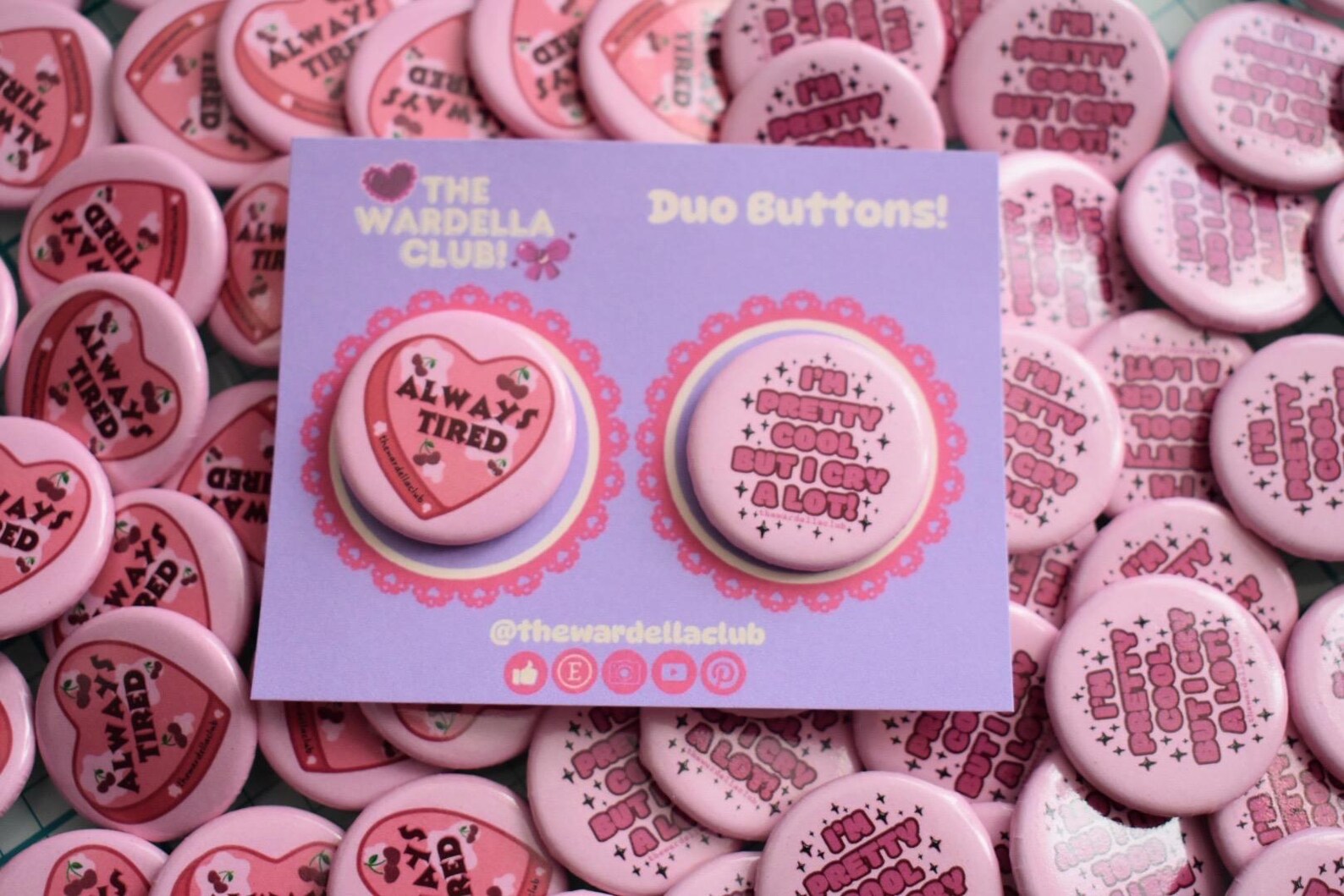 Always Tired / Cry A Lot Duo Buttons | Cute | Kawaii | Bag Accessories ...