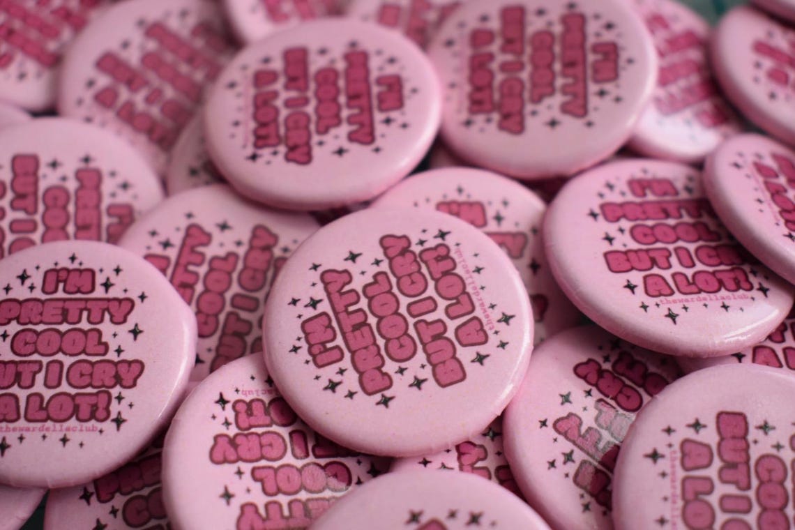 Always Tired / Cry A Lot Duo Buttons | Cute | Kawaii | Bag Accessories ...