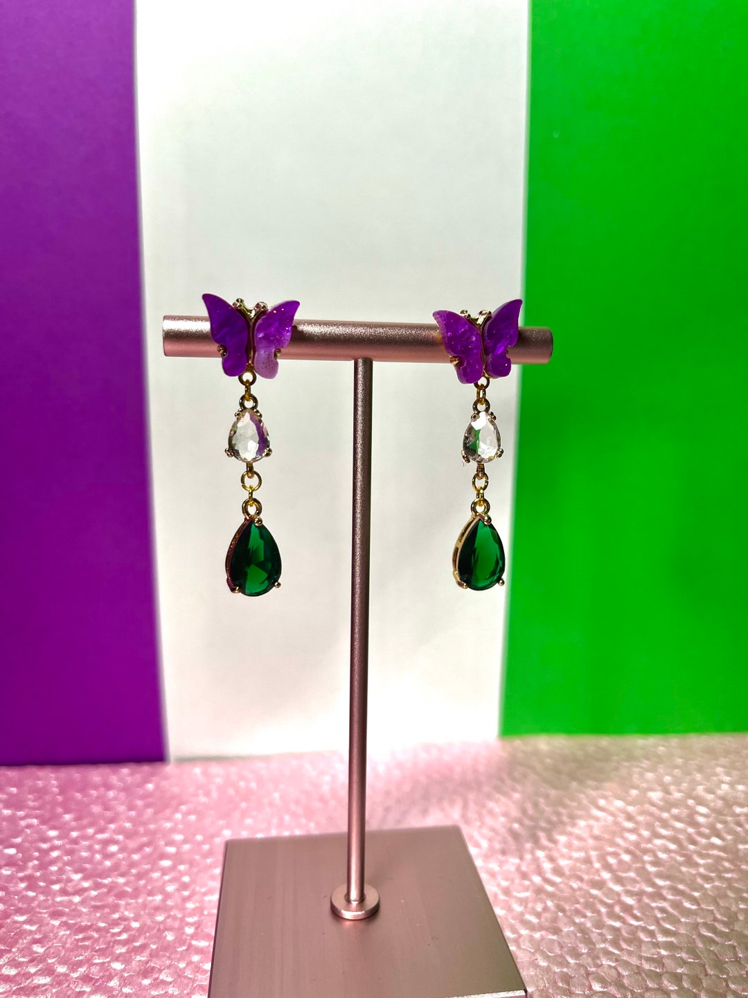 Genderqueer Flag Inspired Butterfly Earrings - Etsy