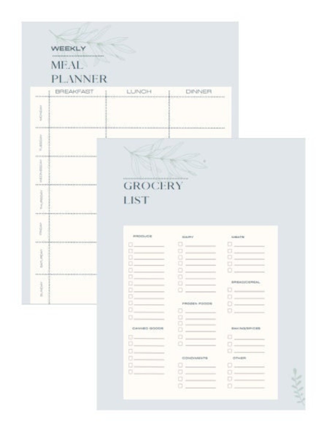 Grocery List and Meal Plan Digital Bundle, Grocery Shopping List, Meal ...