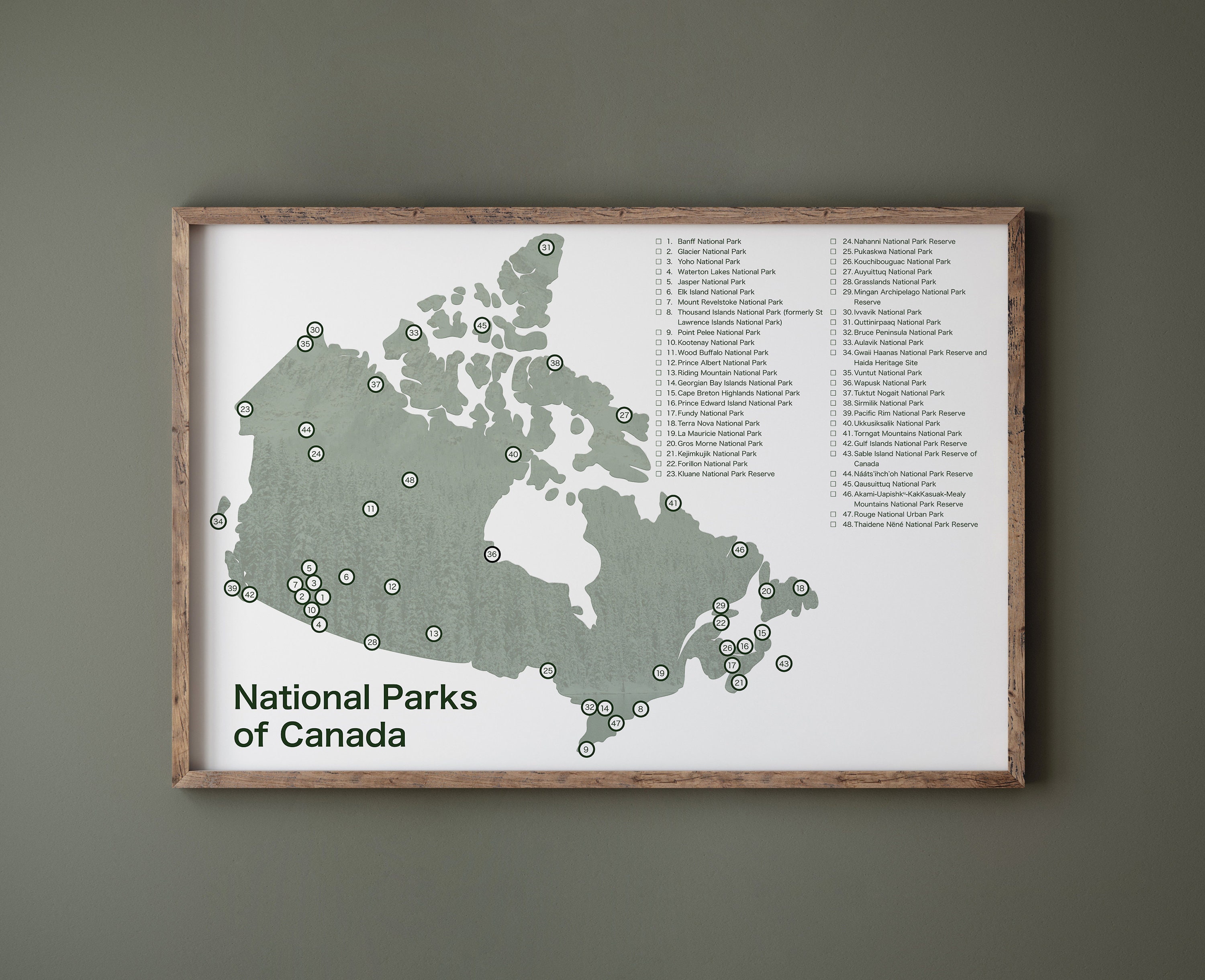 National Parks Map of Canada, Canada Print, Wall Art, Digital Download ...