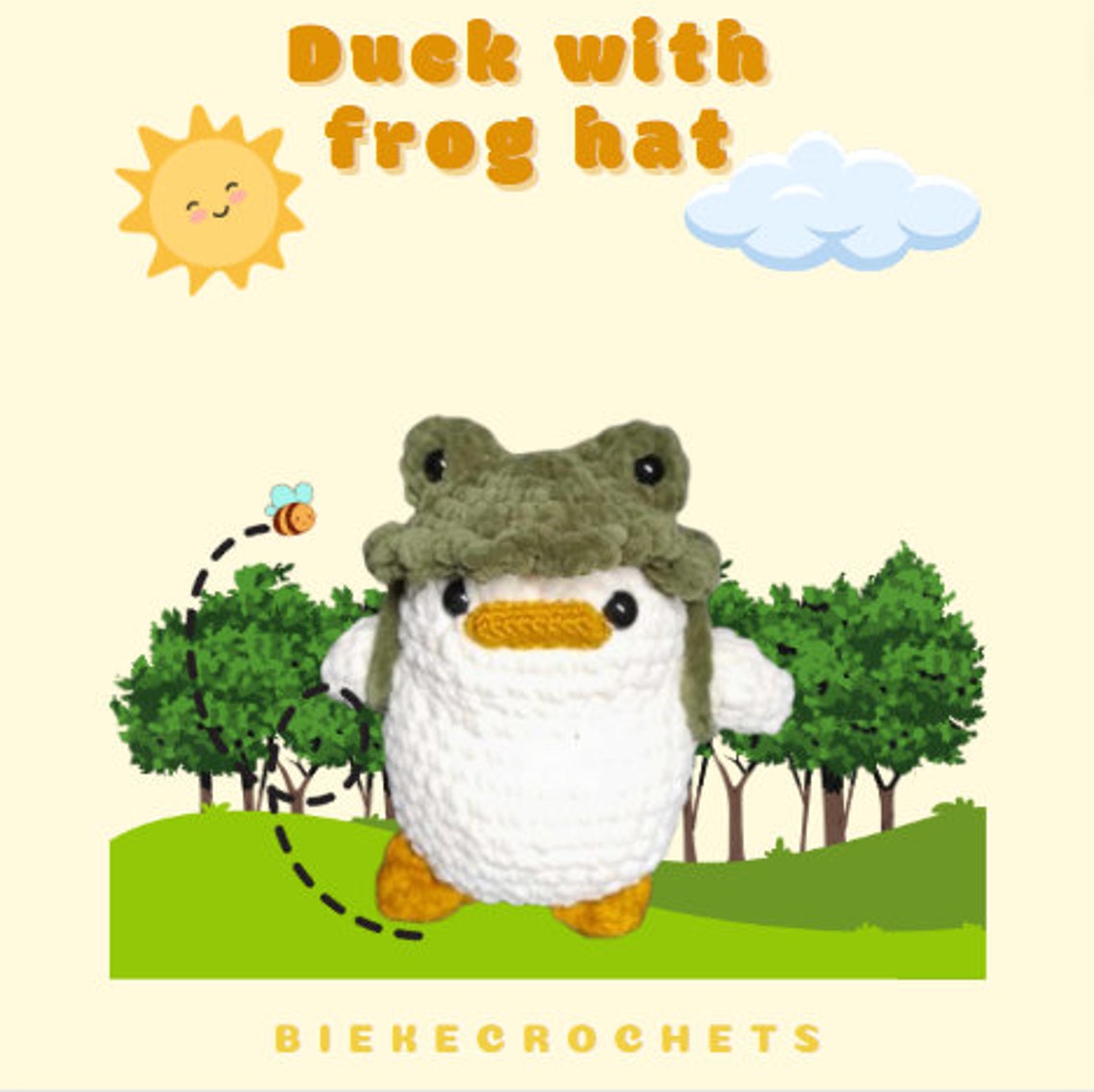 Duck With Frog Hat Downloadable Pattern - Etsy