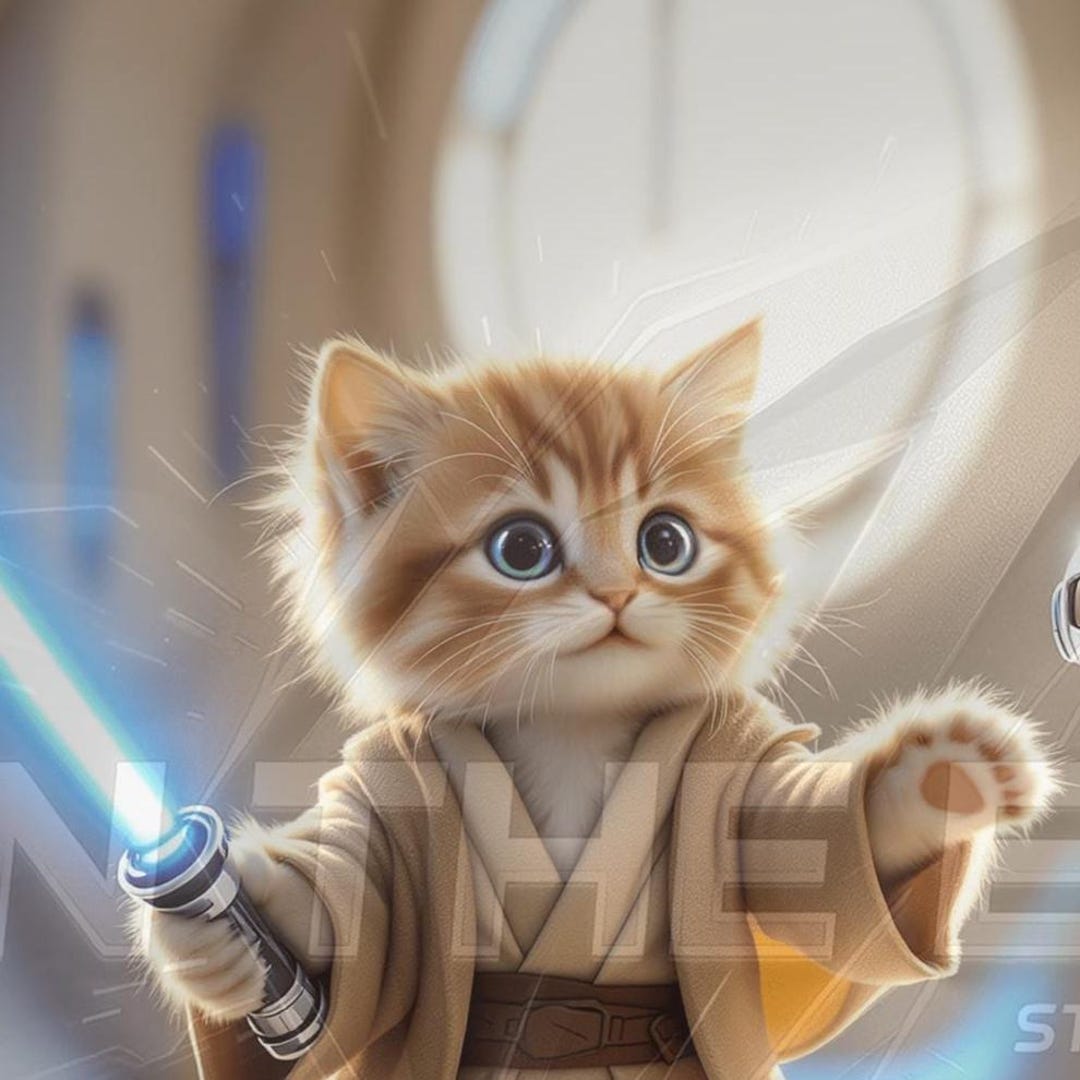 Adorable Jedi Kitten Digital Art - Etsy