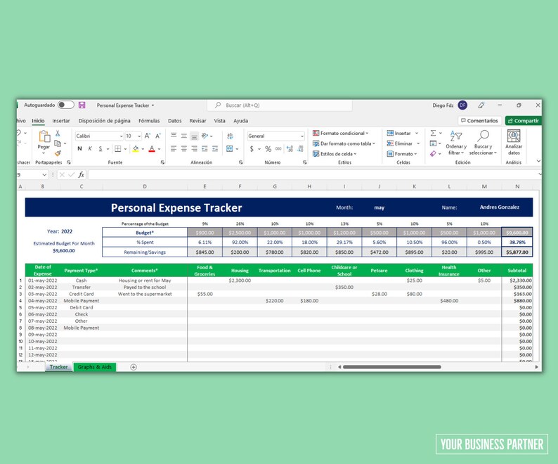 Personal Expense Tracker/ Excel Template/ Easy to Use/ Simple ...