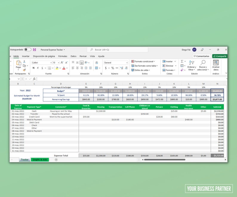 Personal Expense Tracker/ Excel Template/ Easy to Use/ Simple ...
