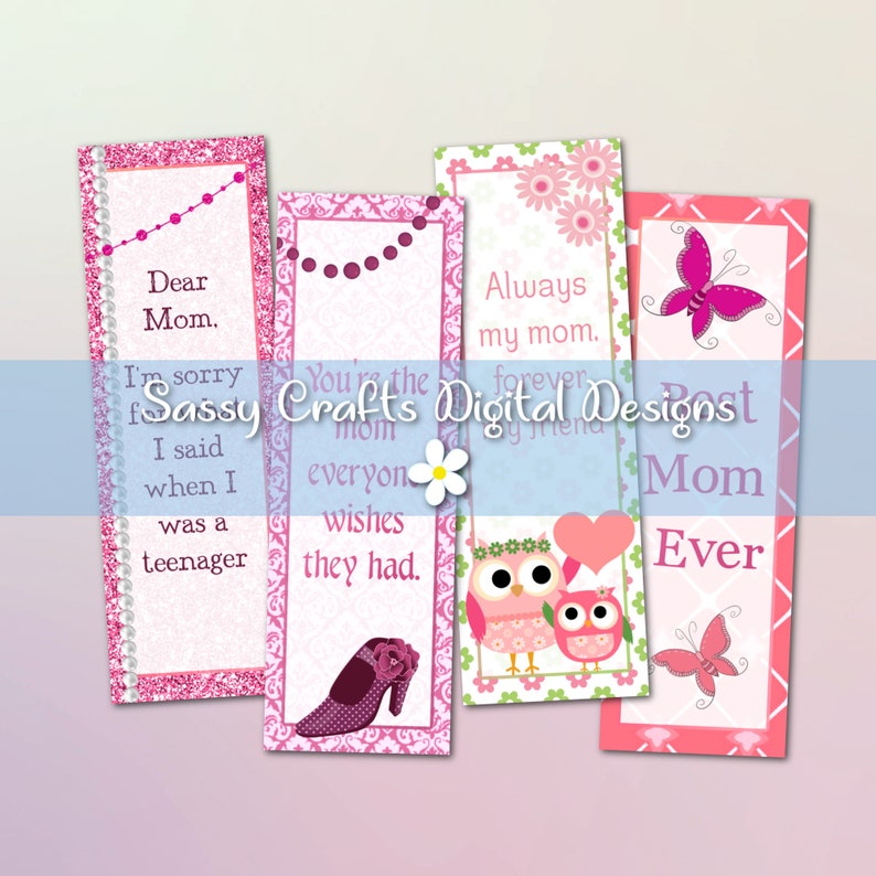 Mom Printable Bookmark Set, Printable Bookmarks, Digital Bookmark ...