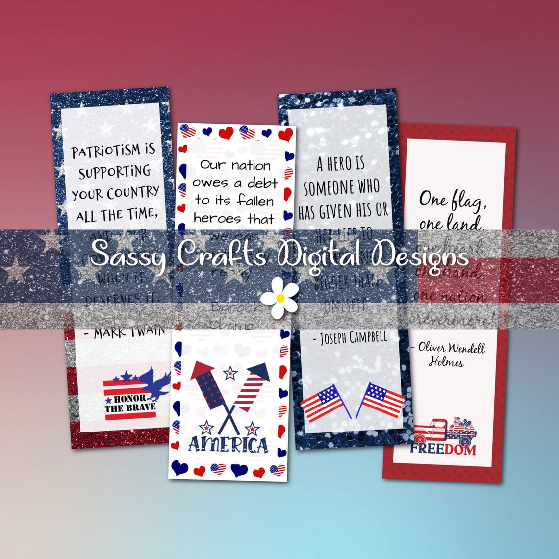 Independence Day Printable Bookmark Set, Digital Bookmark, Instant ...