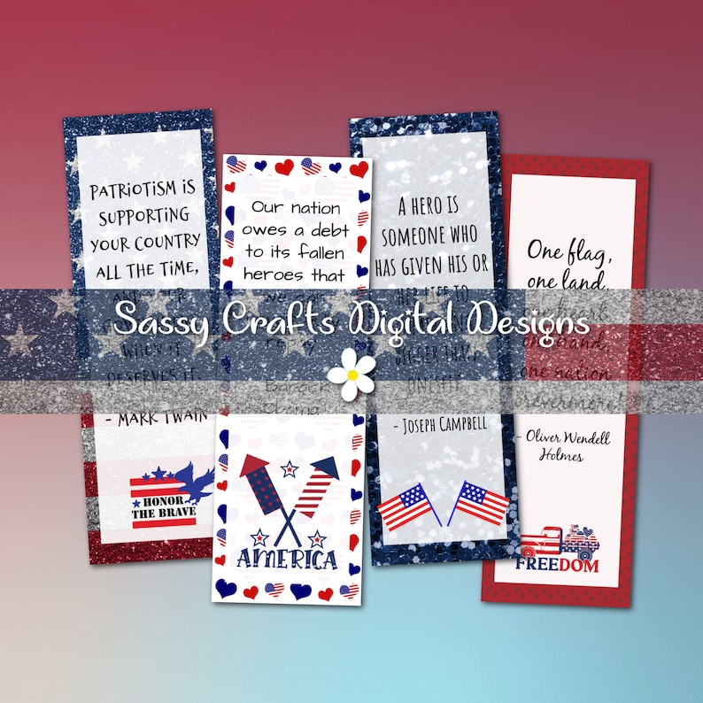 Independence Day Printable Bookmark Set, Digital Bookmark, Instant ...