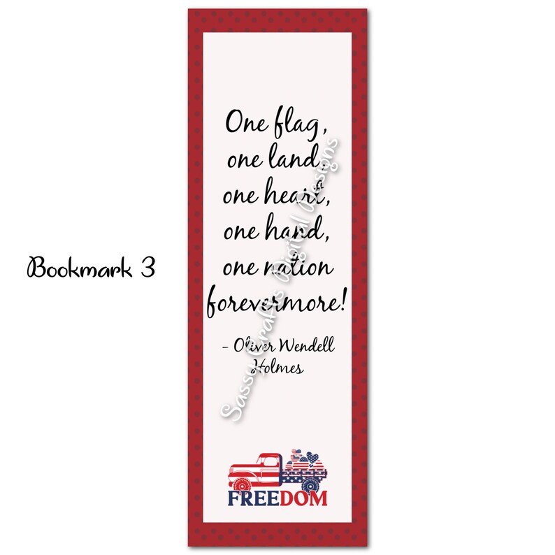 Independence Day Printable Bookmark Set, Digital Bookmark, Instant ...
