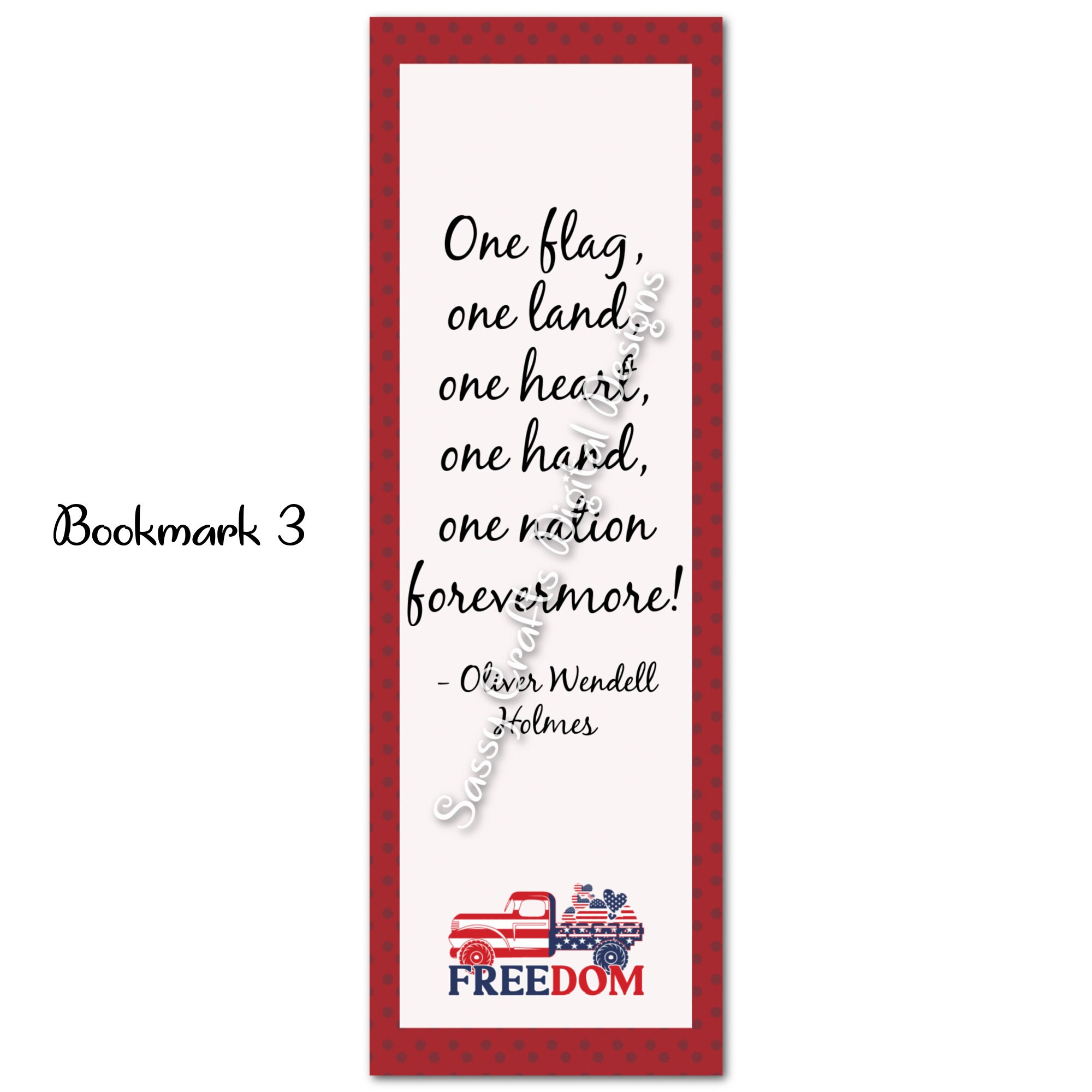 Independence Day Printable Bookmark Set, Digital Bookmark, Instant ...