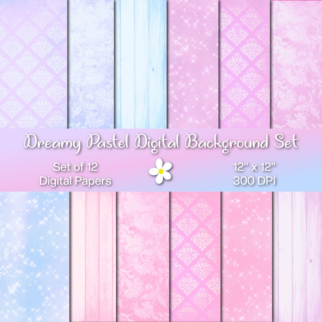 Dreamy Pastel Digital Paper Set, Instant Download, 300 DPI Paper, Set ...