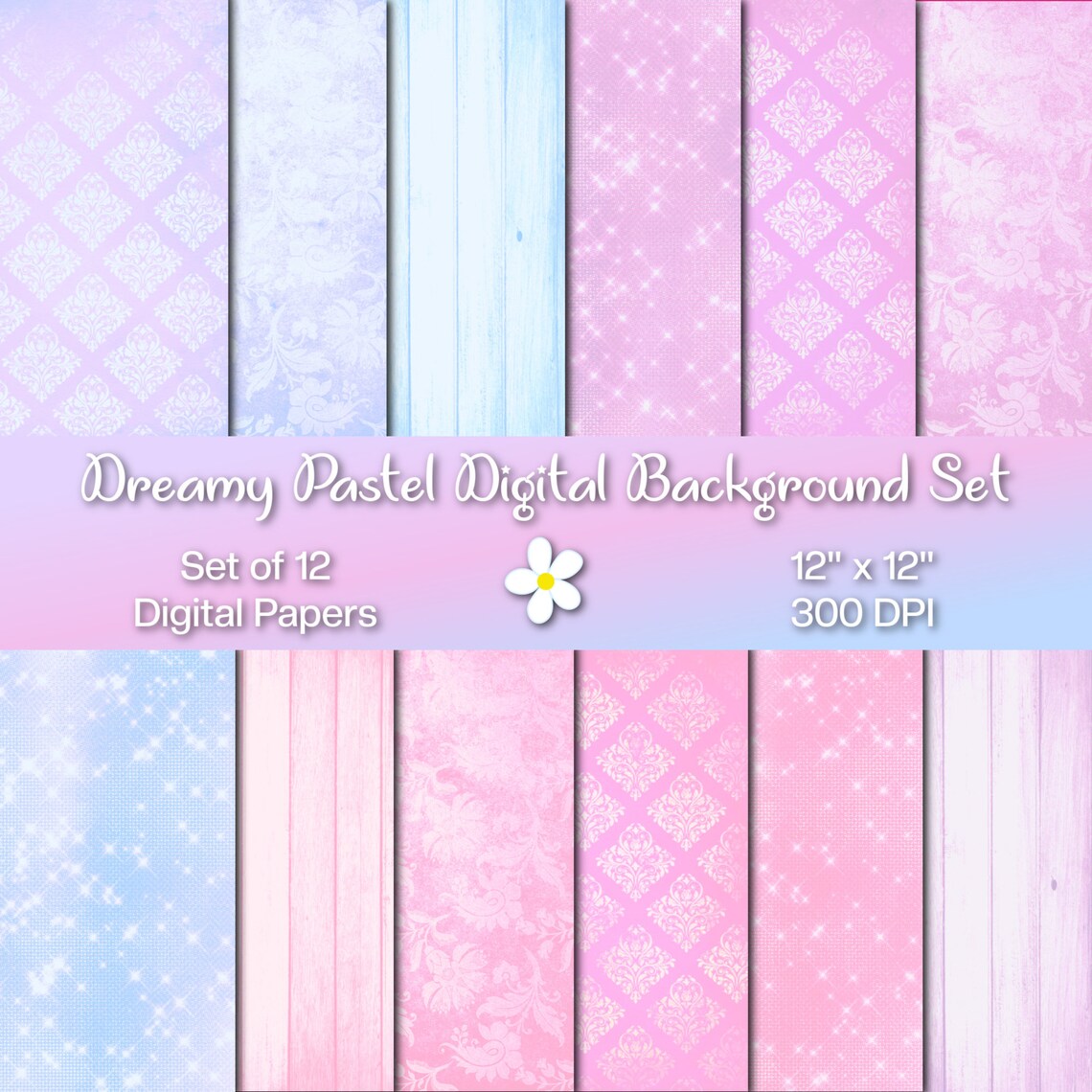 Dreamy Pastel Digital Paper Set, Instant Download, 300 DPI Paper, Set ...