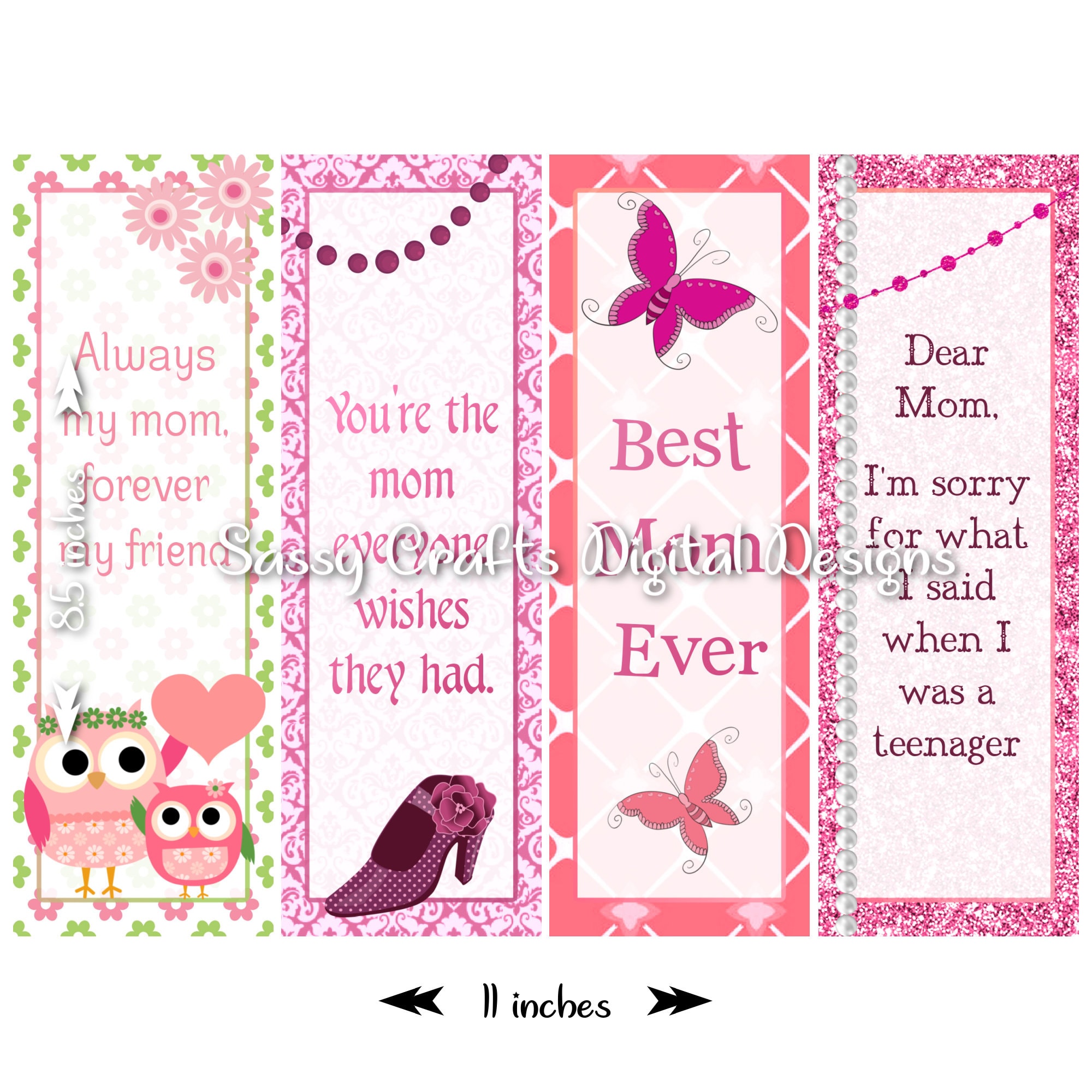 Mom Printable Bookmark Set, Printable Bookmarks, Digital Bookmark ...