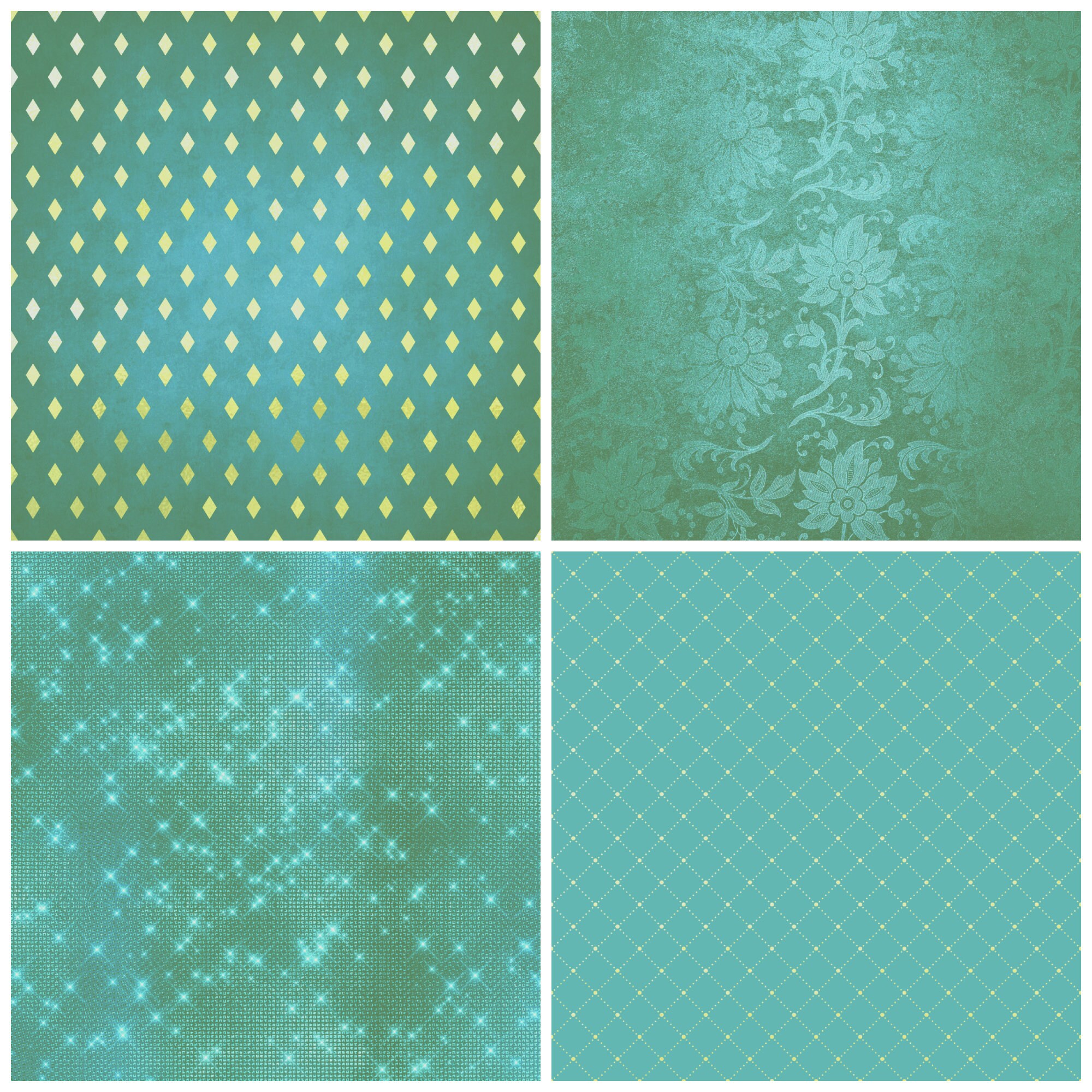 Antique Jade Damask Digital Paper Set, Instant Download, 300 DPI Paper ...