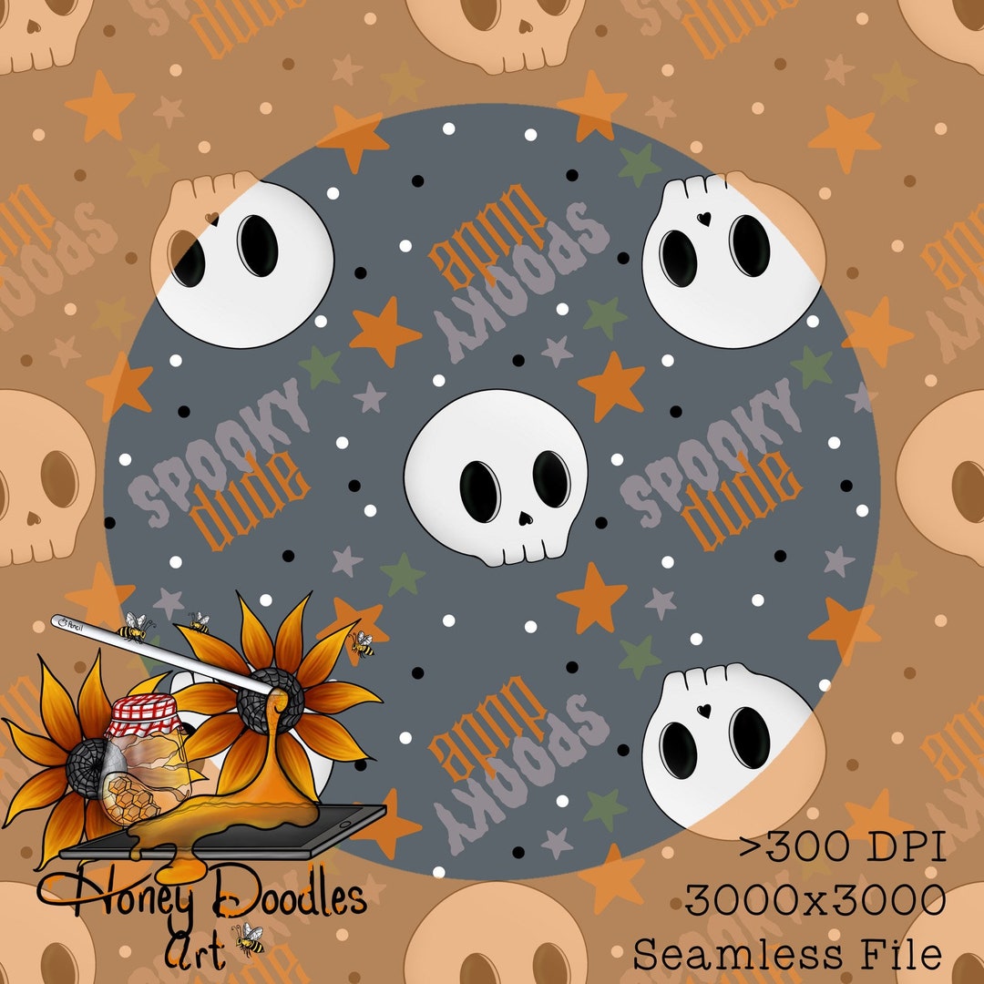 Spooky Dude, Skull, Halloween, Spooky, Stars, Seamless File - Etsy
