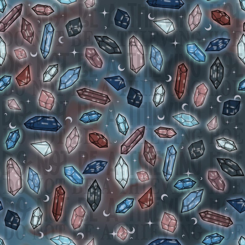 Glowing Crystals, Hand Drawn Seamless Pattern, Witchy Patterns ...