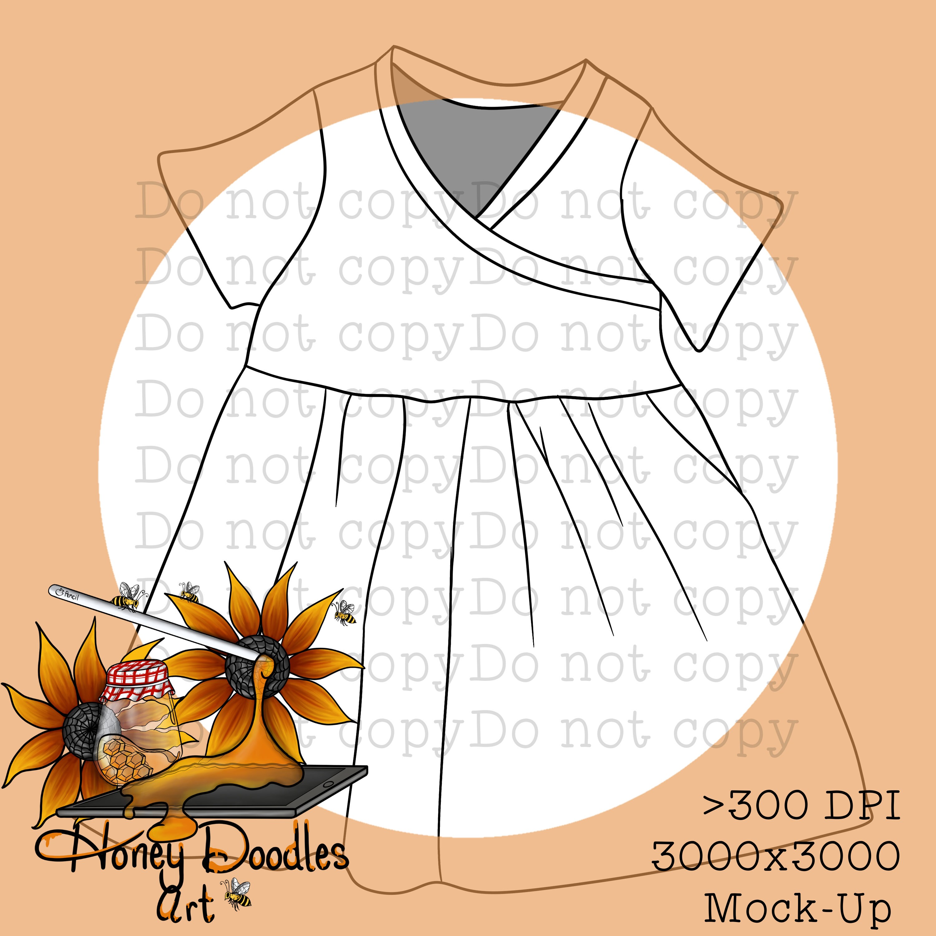 Crossover Dress Mock-up, Line Art, Simple Mock Ups, Easy to Use - Etsy