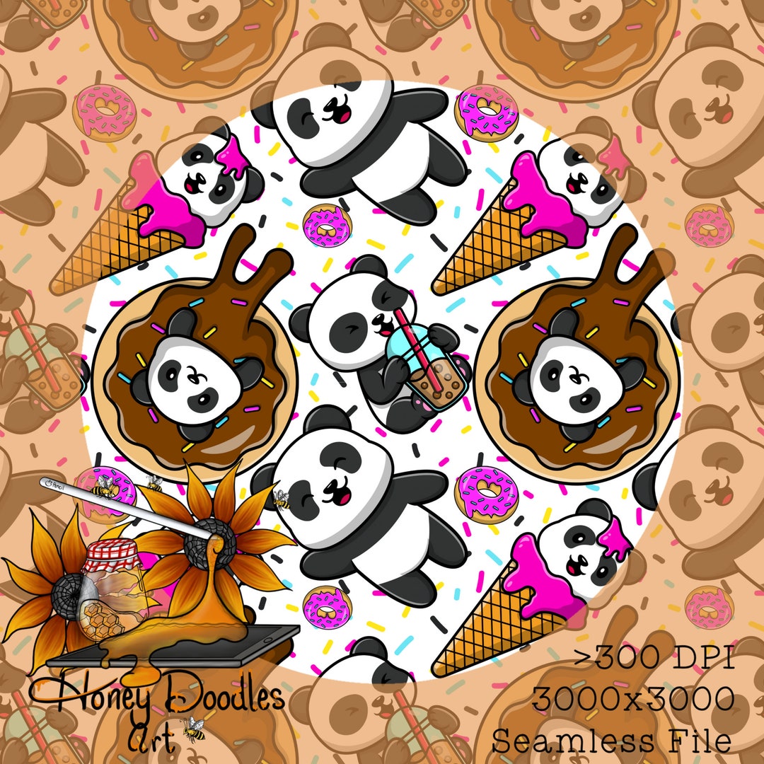 Panda and Sweets, Pink Version, Seamless File, Digital Paper - Etsy
