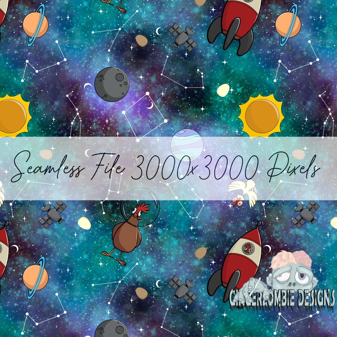 Blue Galaxy Chickens in Space Seamless File Digital Paper - Etsy