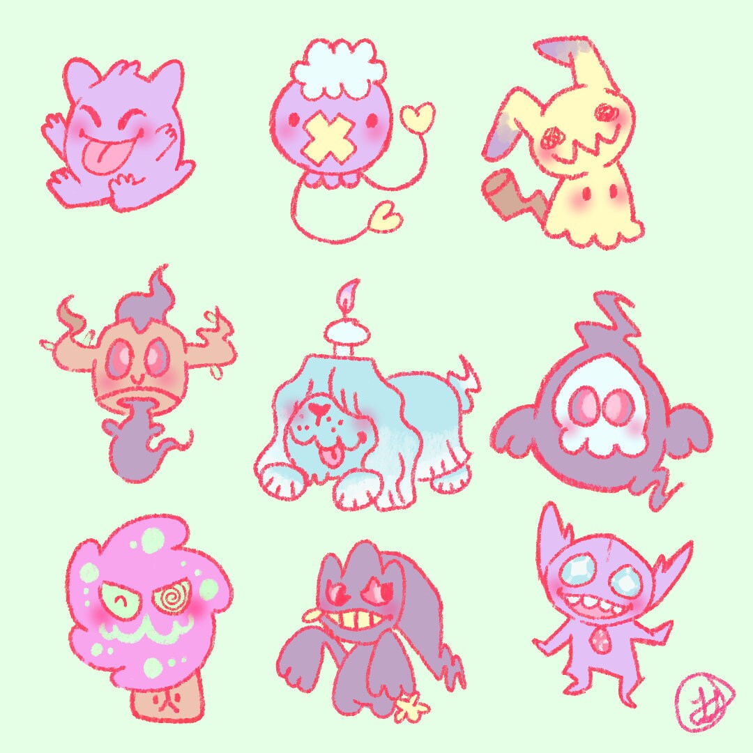 Ghost Type Pokemon Sticker Set - Etsy