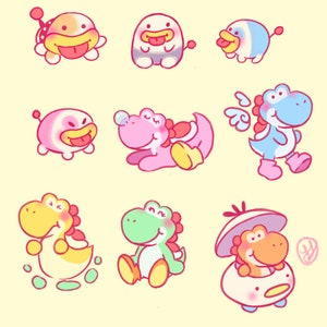 Yoshi Sticker Set Cute - Etsy